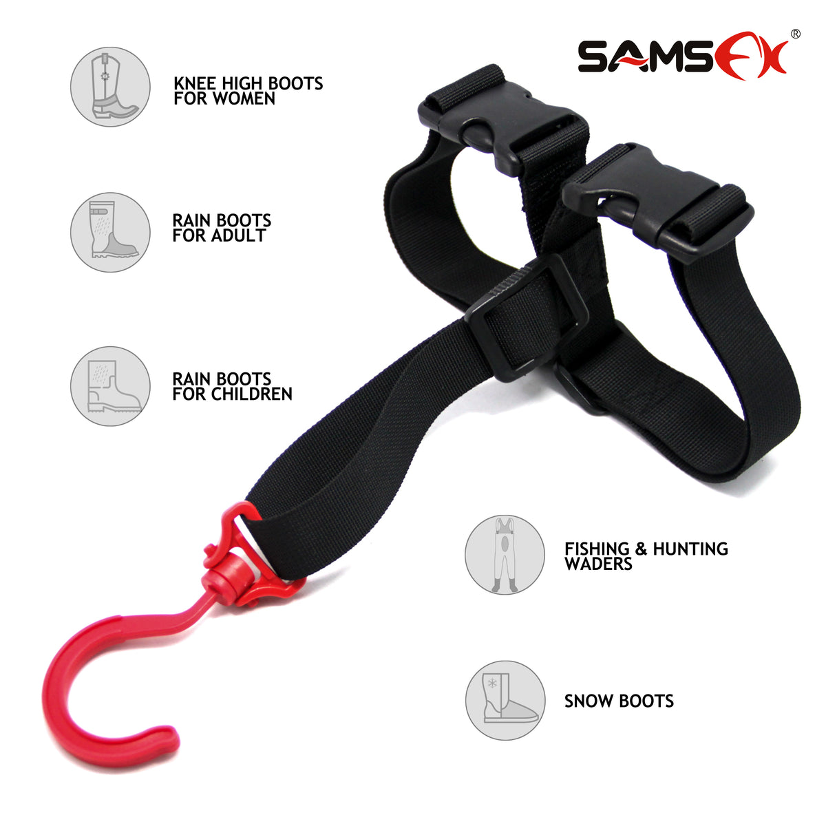 SAMSFX Fishing Boot and Wader Hanger Strap Belt Drying Rack Storage ...