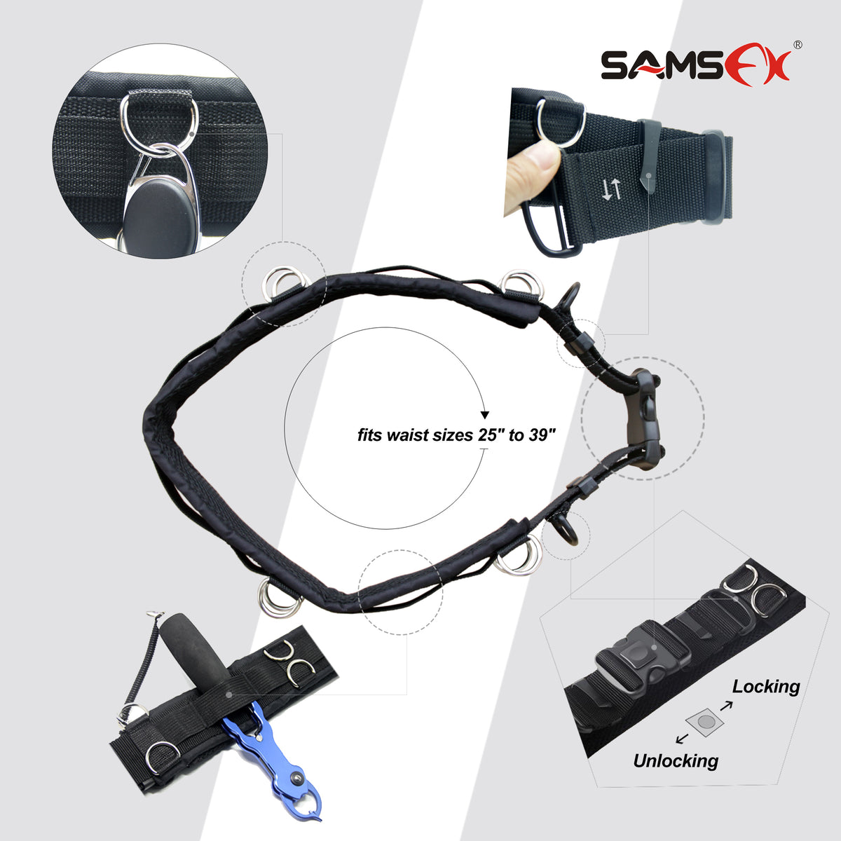 SAMSFX Adjustable Fishing Wader Belt Wading Belts for Surf Casting ...